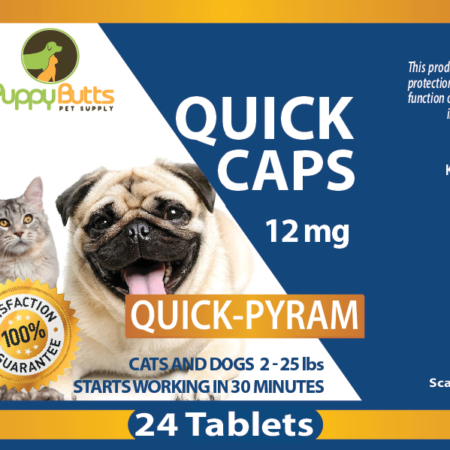 24 TABLETS QUICK CAPS Nitenpyram 12 mg Cats and Dogs 2-25 lbs – Puppy ...
